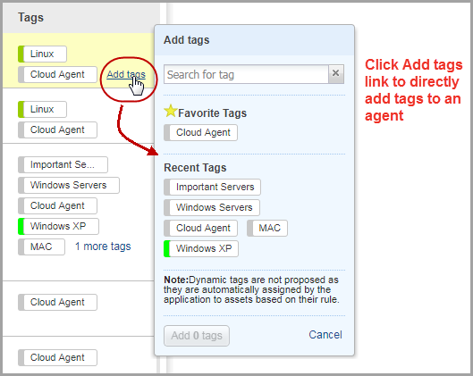 Manage Tags in Cloud Agent
